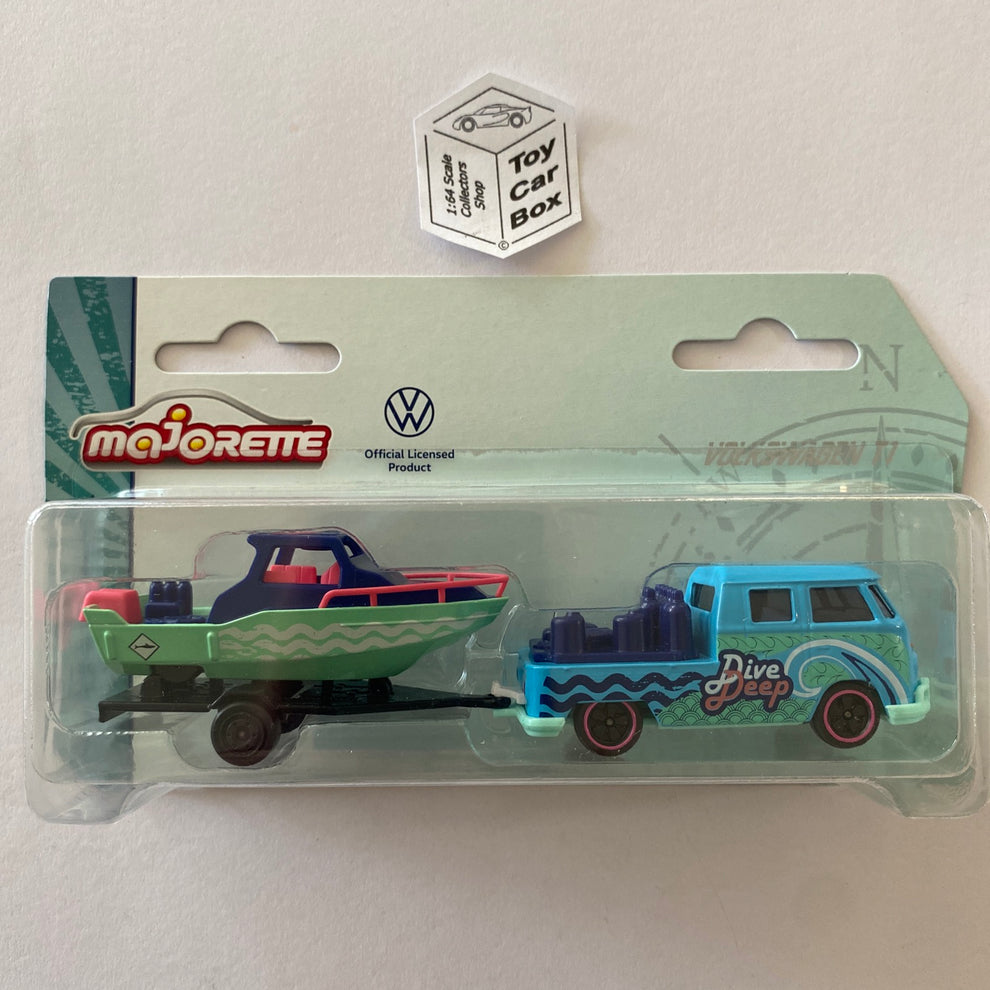 MAJORETTE Trailers - Volkswagen T1 Flatbed (Blue) & Boat Trailer - 1/6 ...